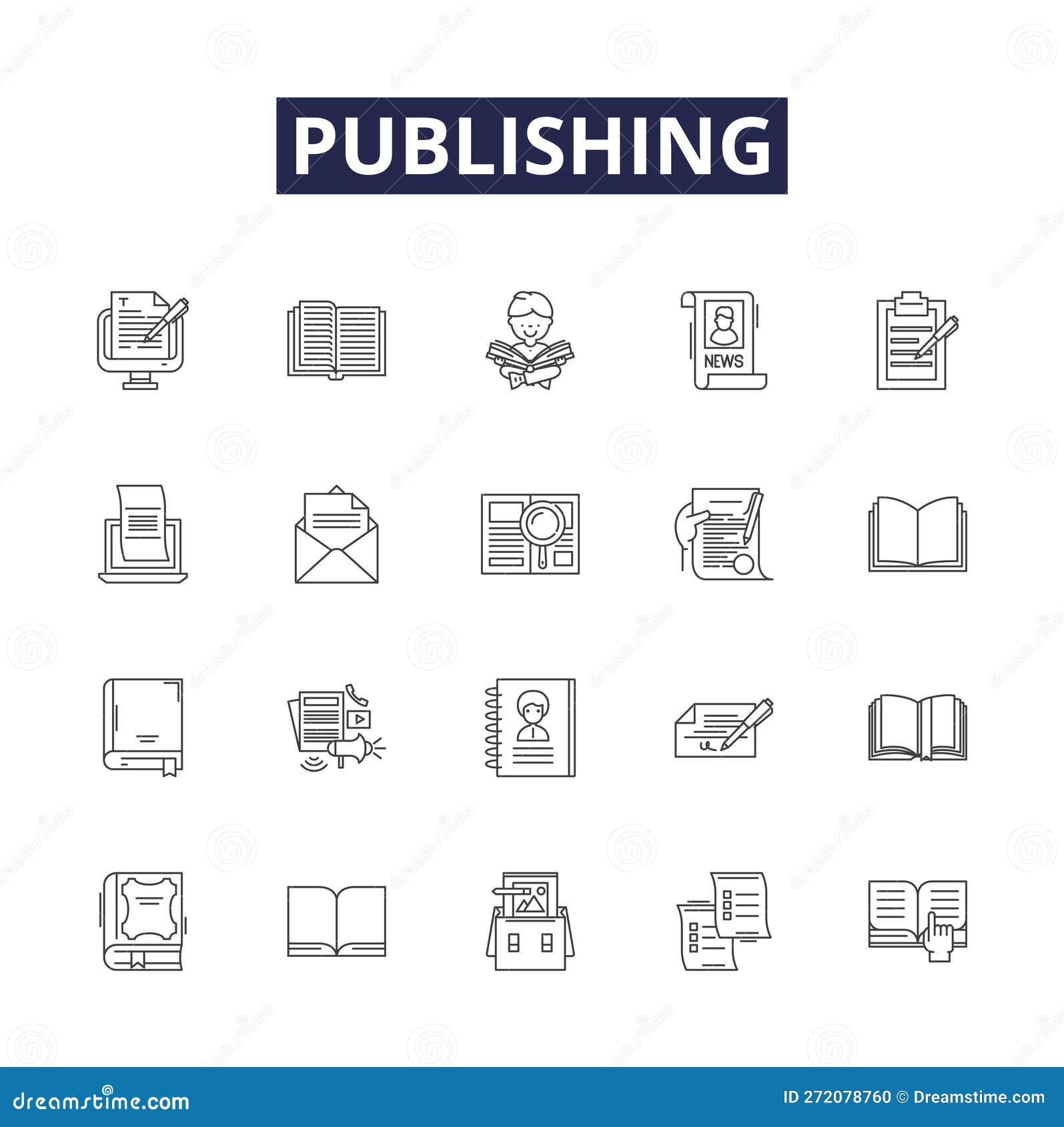 Publishing Line Vector Icons and Signs. Business, Information, Document ...
