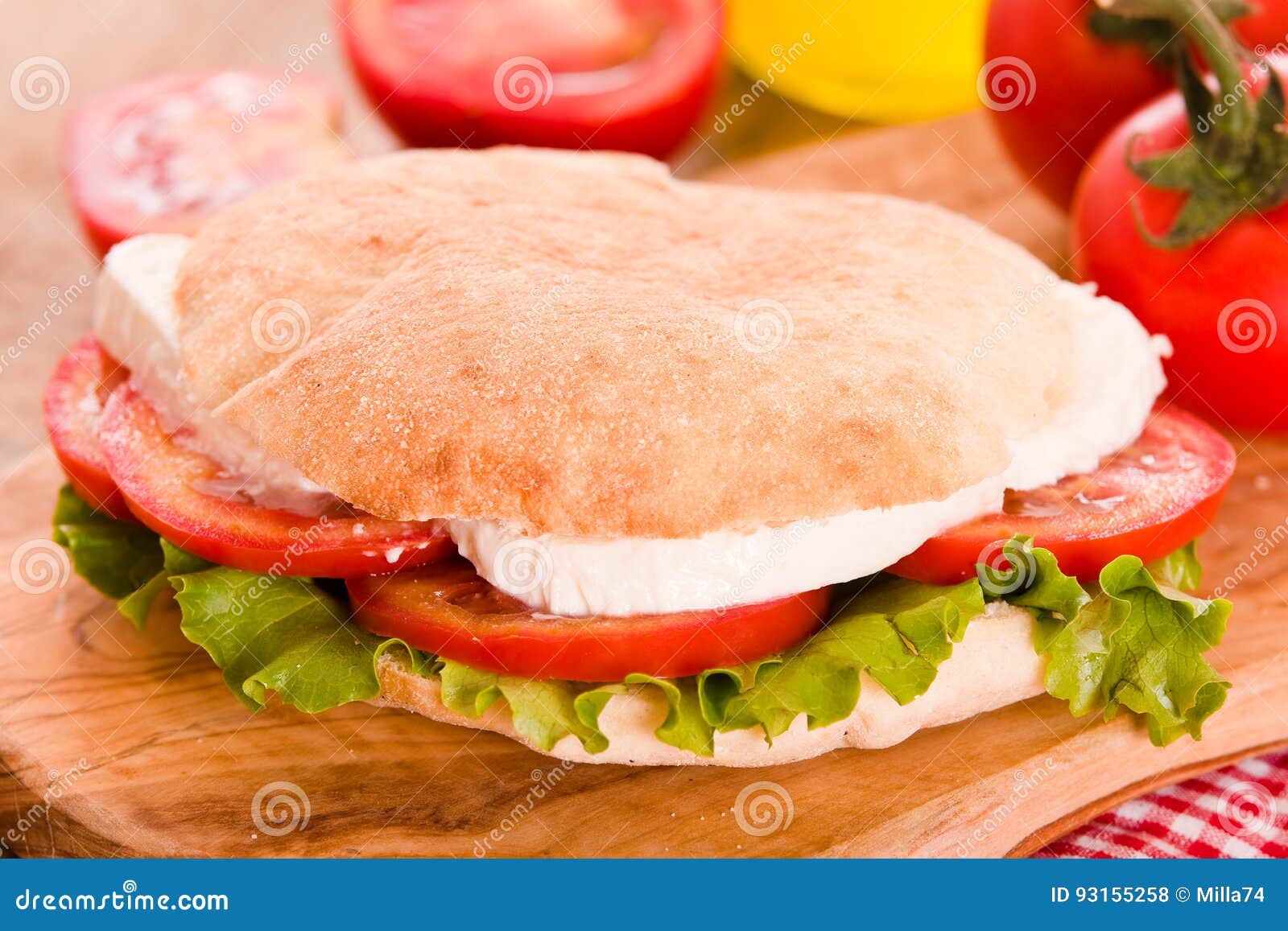 Puccia Bread with Mozzarella and Tomato. Stock Photo - Image of cuisine ...
