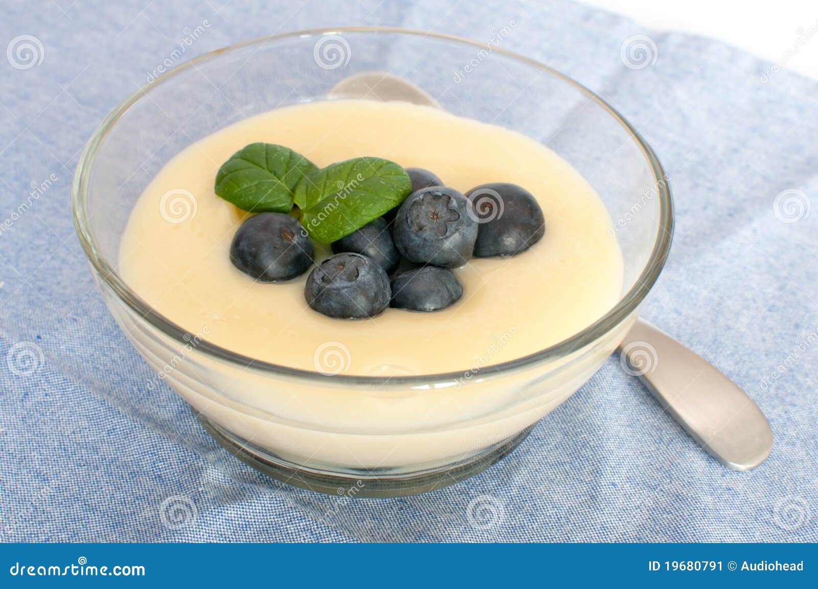 Pudding with Blueberries stock image. Image of tart, spoon - 19680791