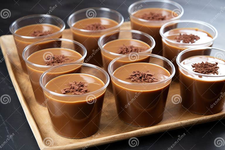 Pudding Cups Arranged in a Circular Presentation Stock Photo - Image of ...