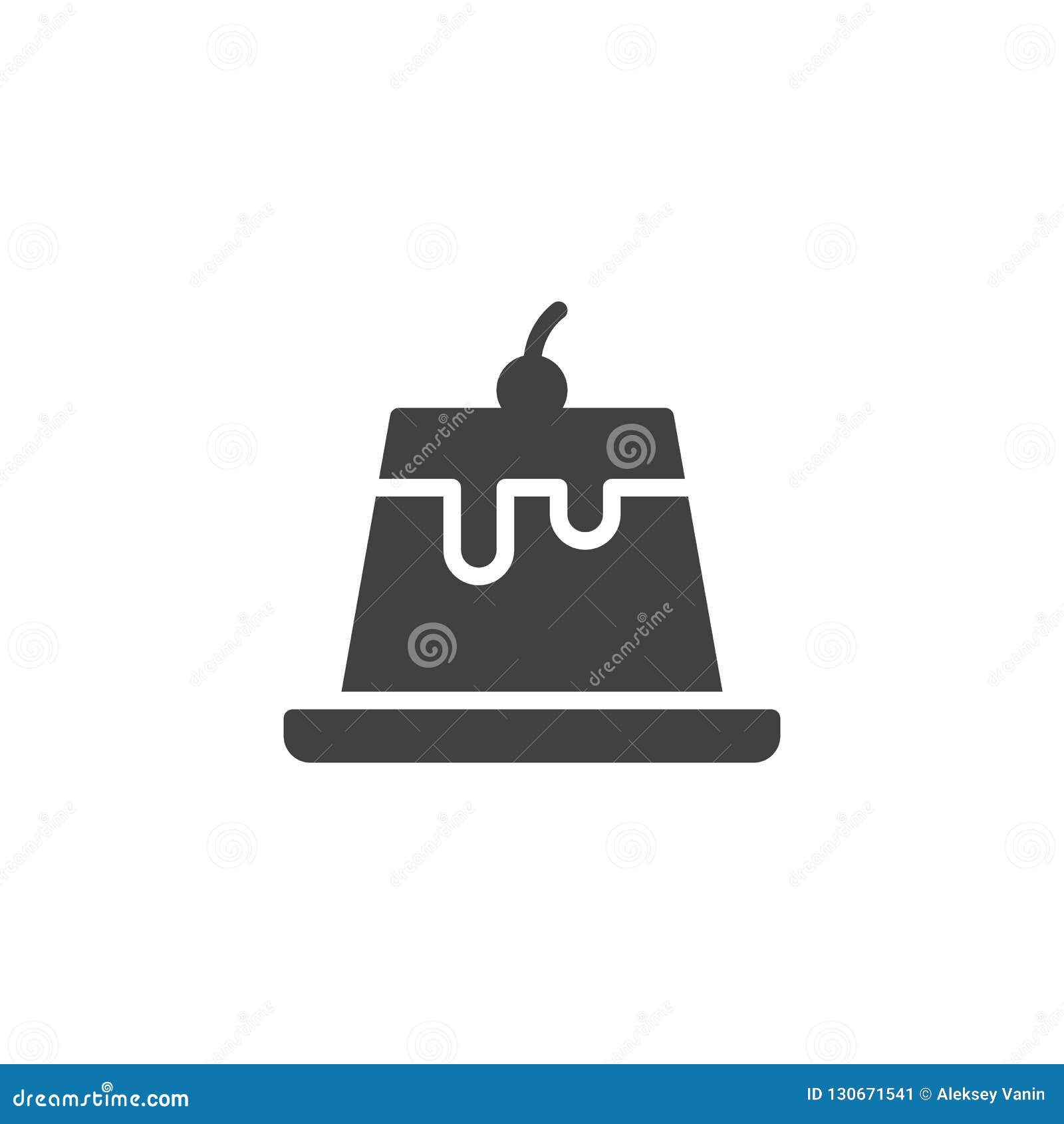 Pudding Custard with Cherry Vector Icon Stock Vector - Illustration of ...