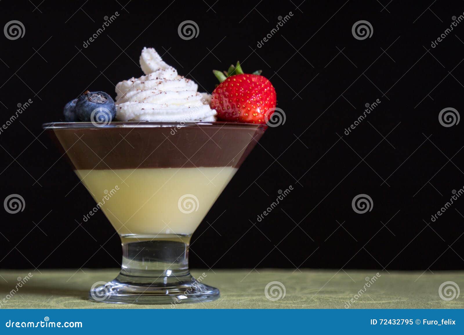 Pudding in glass bowl stock image. Image of closeup, syrup - 72432795