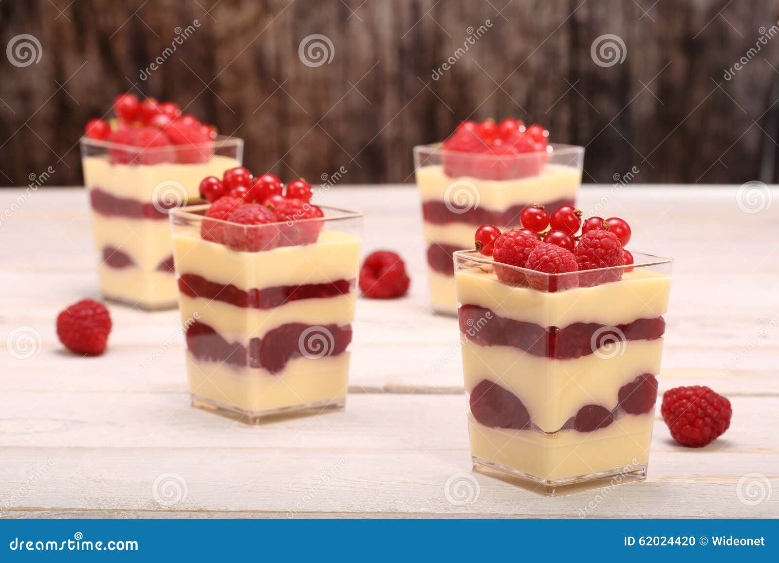 Pudding in a Glass with Fresh Raspberries and Currants Stock Photo ...