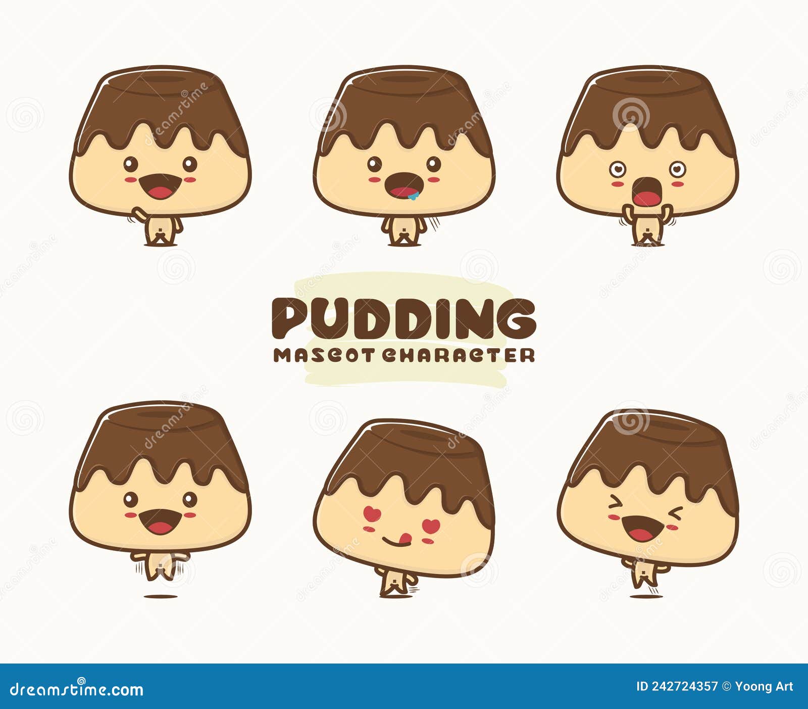 Pudding Mascot, with Different Poses Stock Vector - Illustration of ...