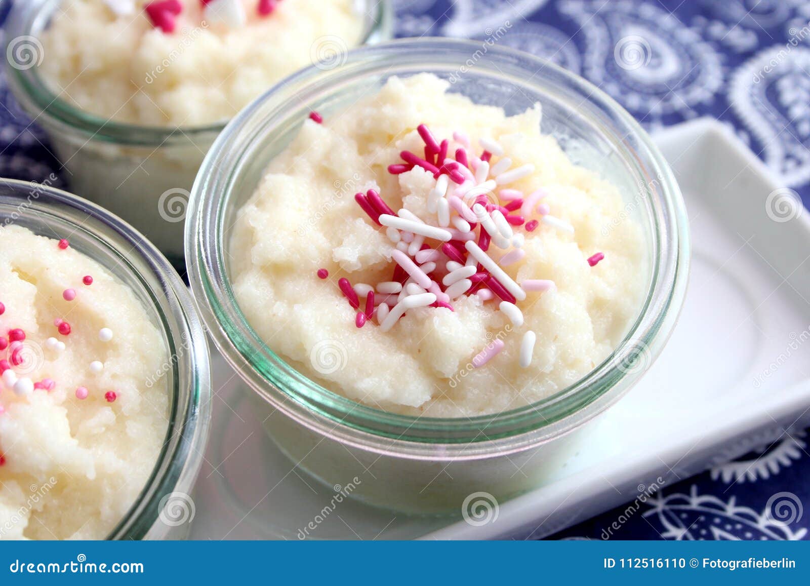Pudding of Milk and Semolina Stock Photo - Image of sprinkles, pudding ...