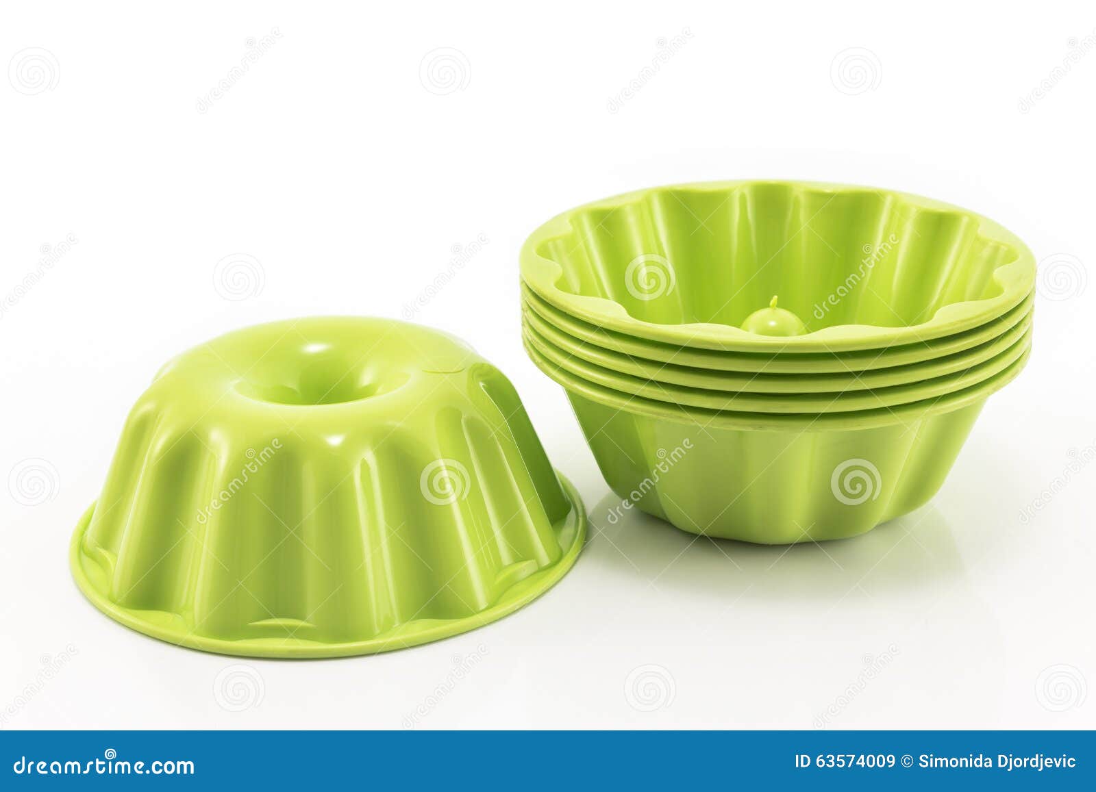 Pudding Molds Isolated on White Stock Image - Image of food, cooking ...