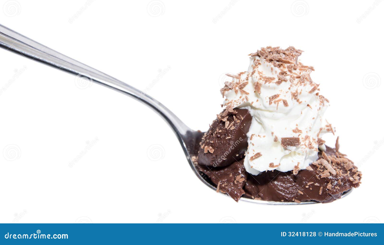 Pudding Op Een Lepel (witte Achtergrond) Stock Foto - Image of keuken ...