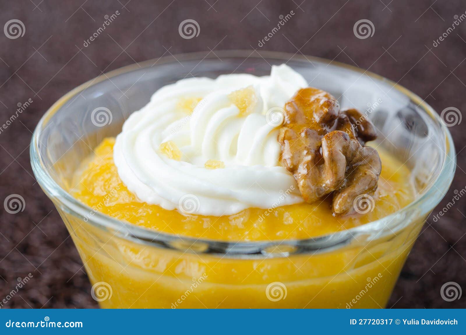 Pudding with Pumpkin and Mango Closeup Stock Image - Image of delicious ...