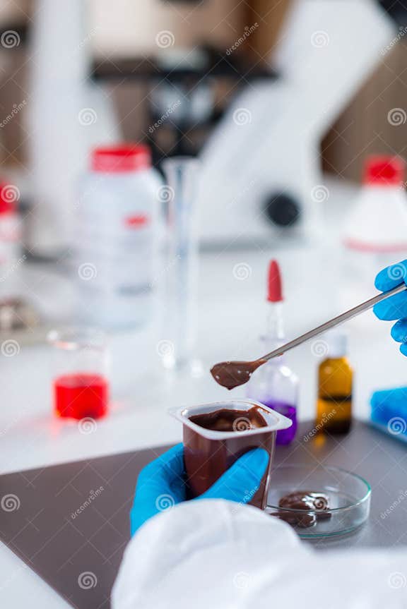 Pudding Quality Control Inspection in Lab Stock Photo - Image of ...