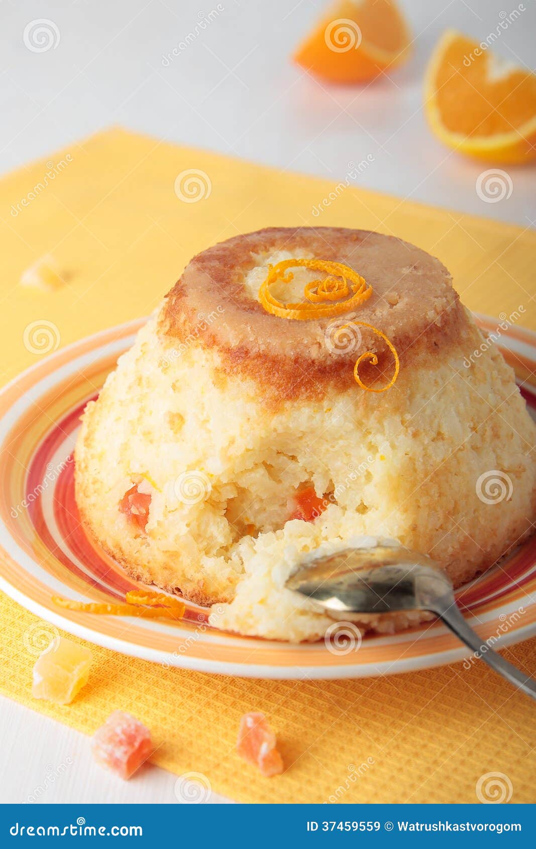 Pudding of Rice with Orange Peel Stock Image - Image of white, baking ...