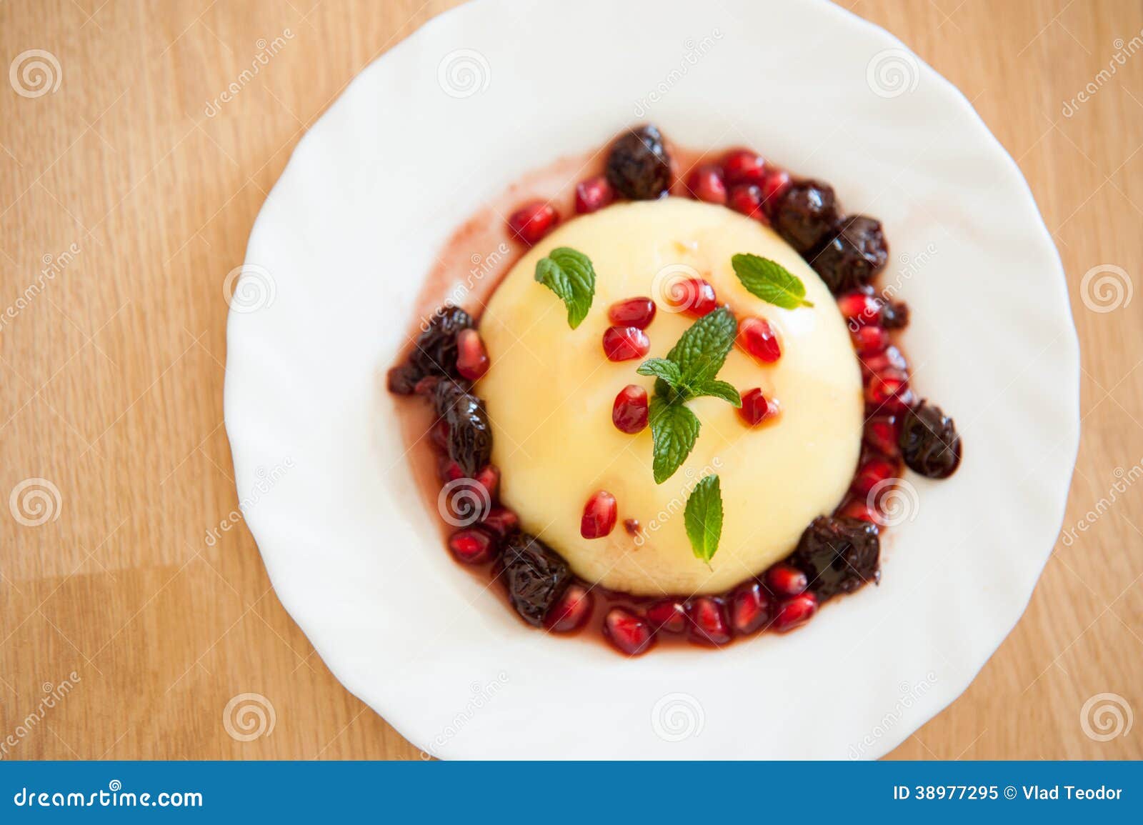 Pudding in white plate stock image. Image of dairy, snack - 38977295