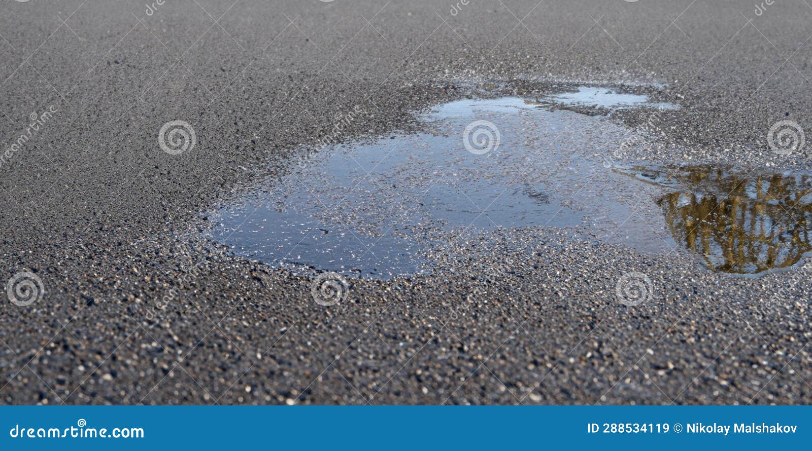 A Puddle on an Asphalt Road. the Water Left after the Rain. Stock Image ...