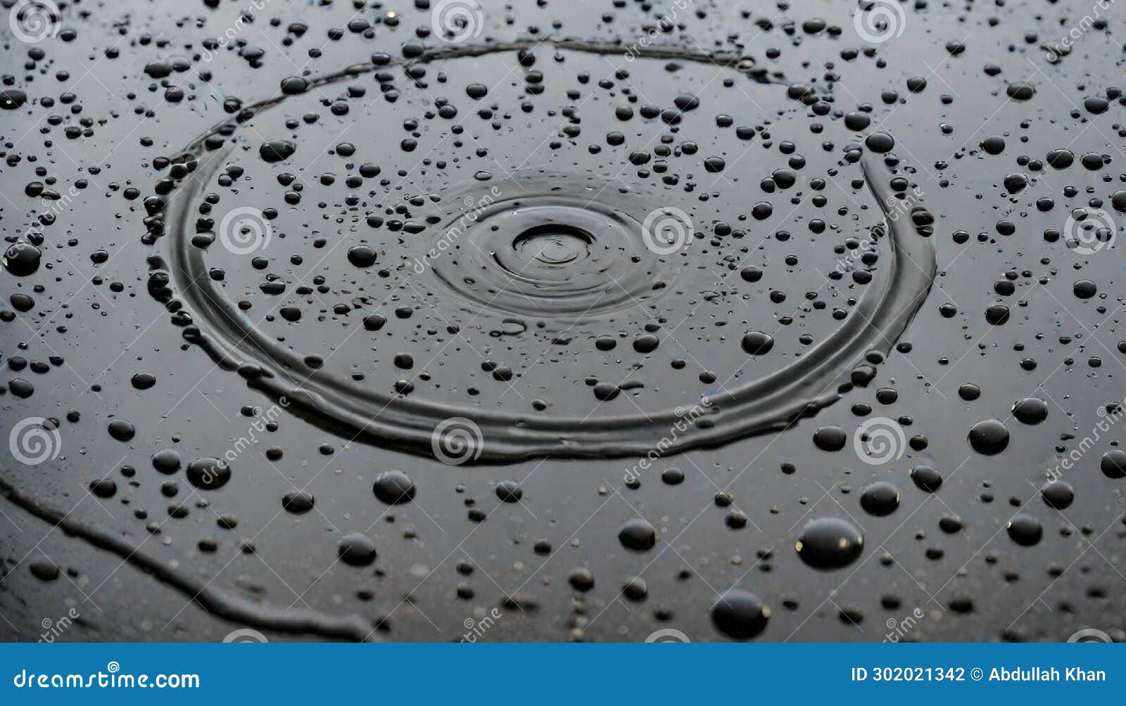 Puddle with Bubbles and Water Circles during Heavy Stock Illustration ...