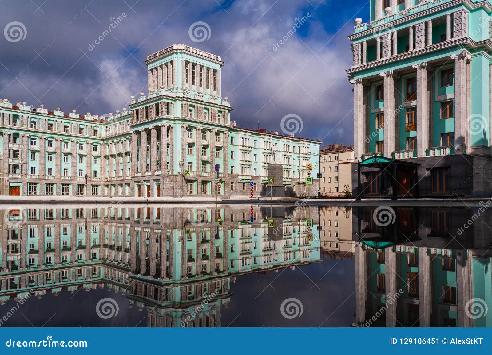 Puddle City Reflection, Norilsk Stock Image - Image of architecture ...