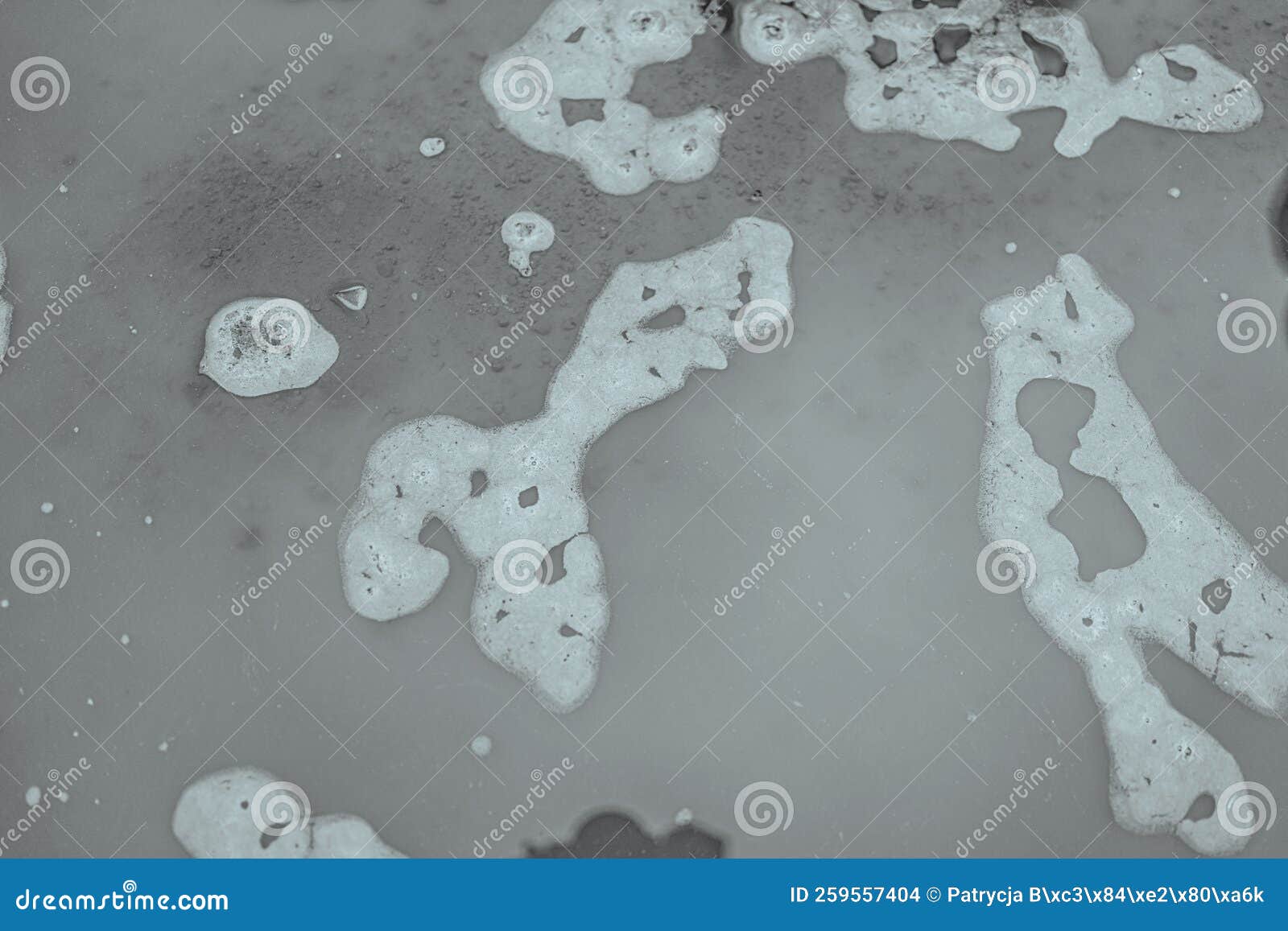 Puddle, Foam, Structure Under Water. Reflecting the Sky. Stock ...