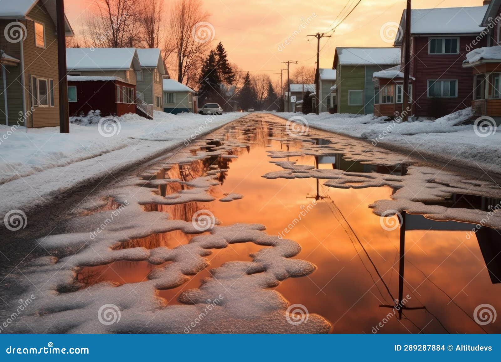 Puddle Forming Under Dissolving Ice Masterpiece Stock Photo - Image of ...