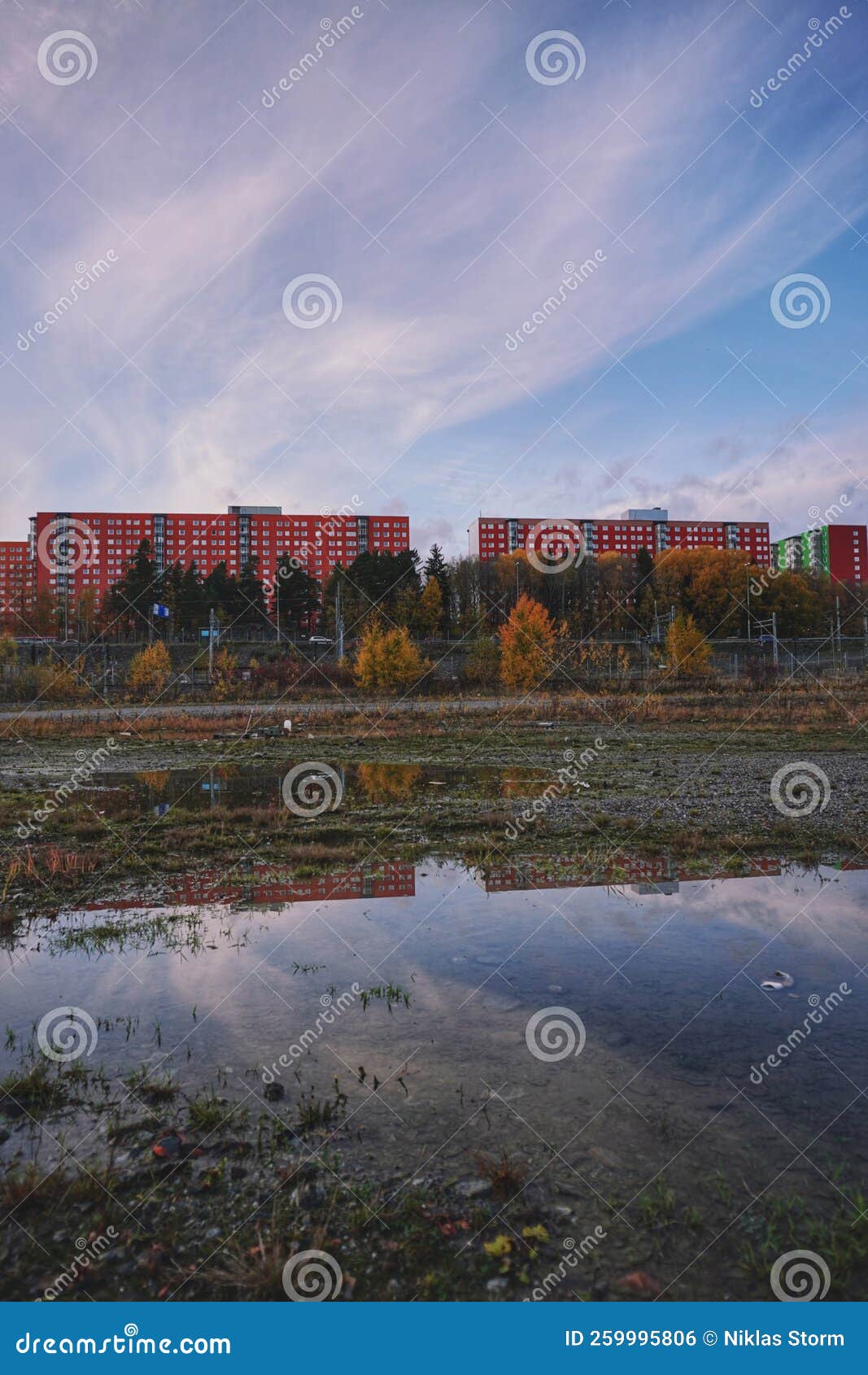 Puddle on Ground at a Construction Site Stock Photo - Image of water ...
