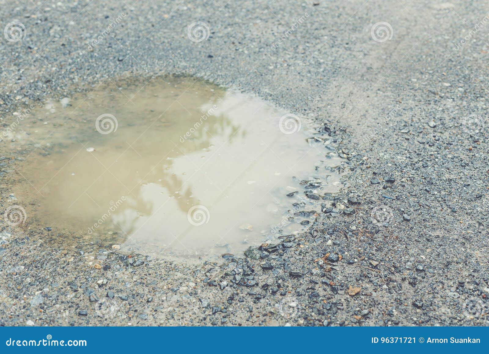Puddle on ground. stock image. Image of rain, soil, puddle - 96371721