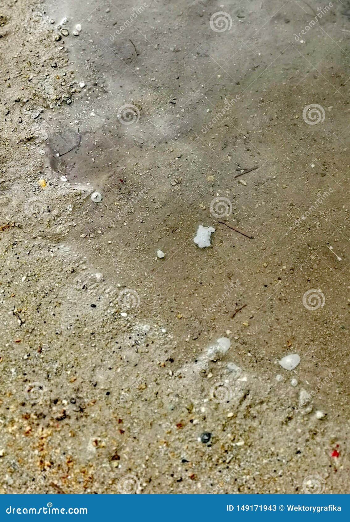 Puddle on the Ground. a Wet Water Stain on the Sand on a Sunny Day ...