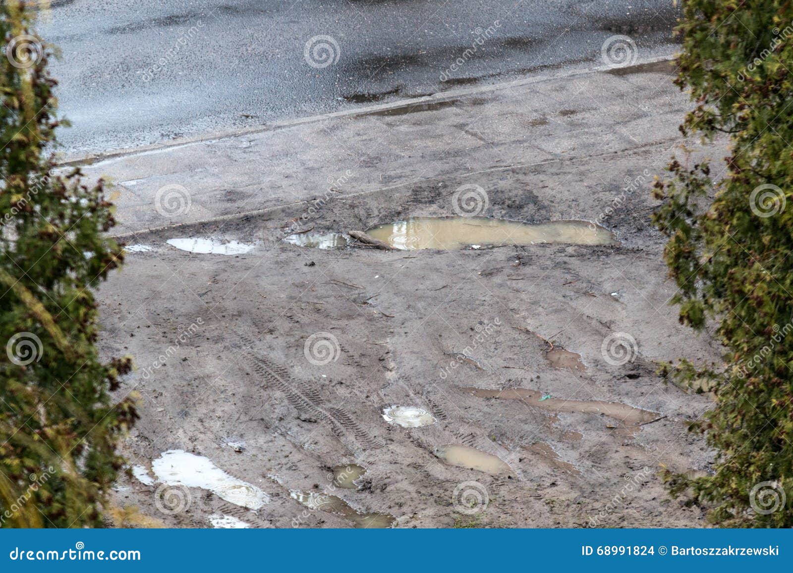 Puddle after the rain stock photo. Image of rain, country - 68991824
