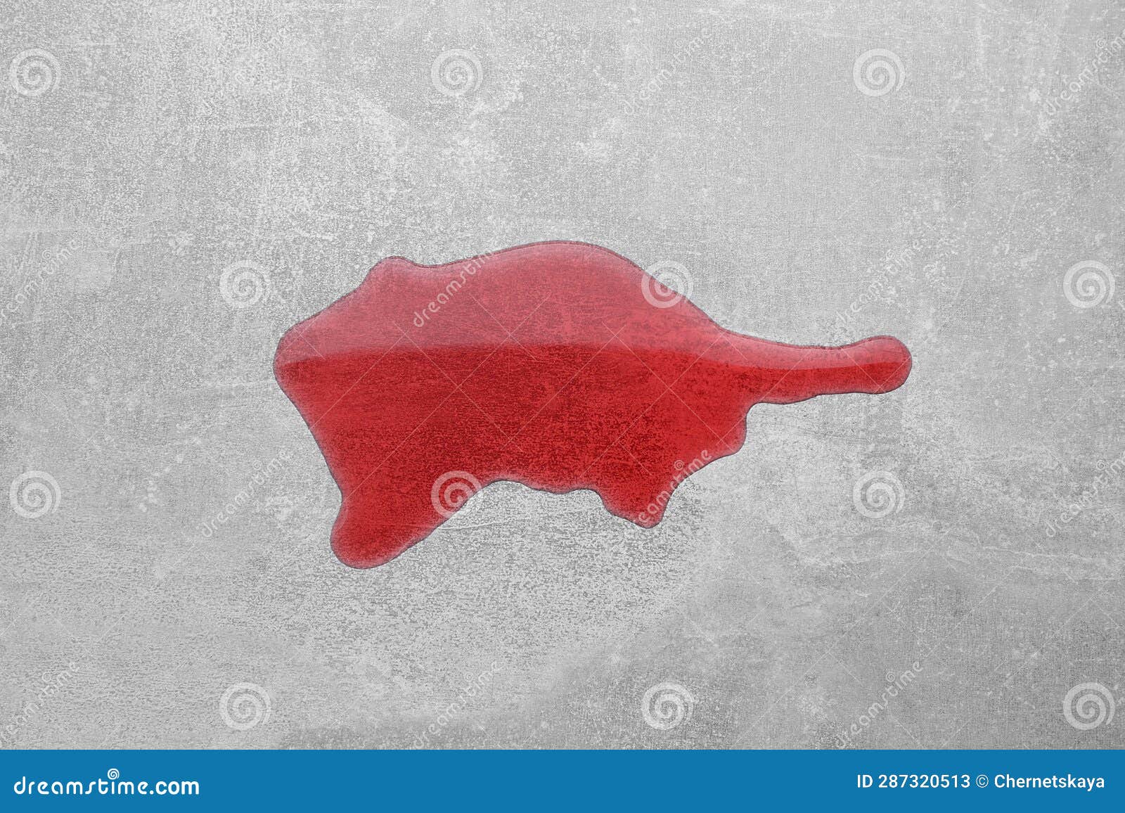 Puddle of Red Liquid on Light Grey Surface, Top View Stock Image ...