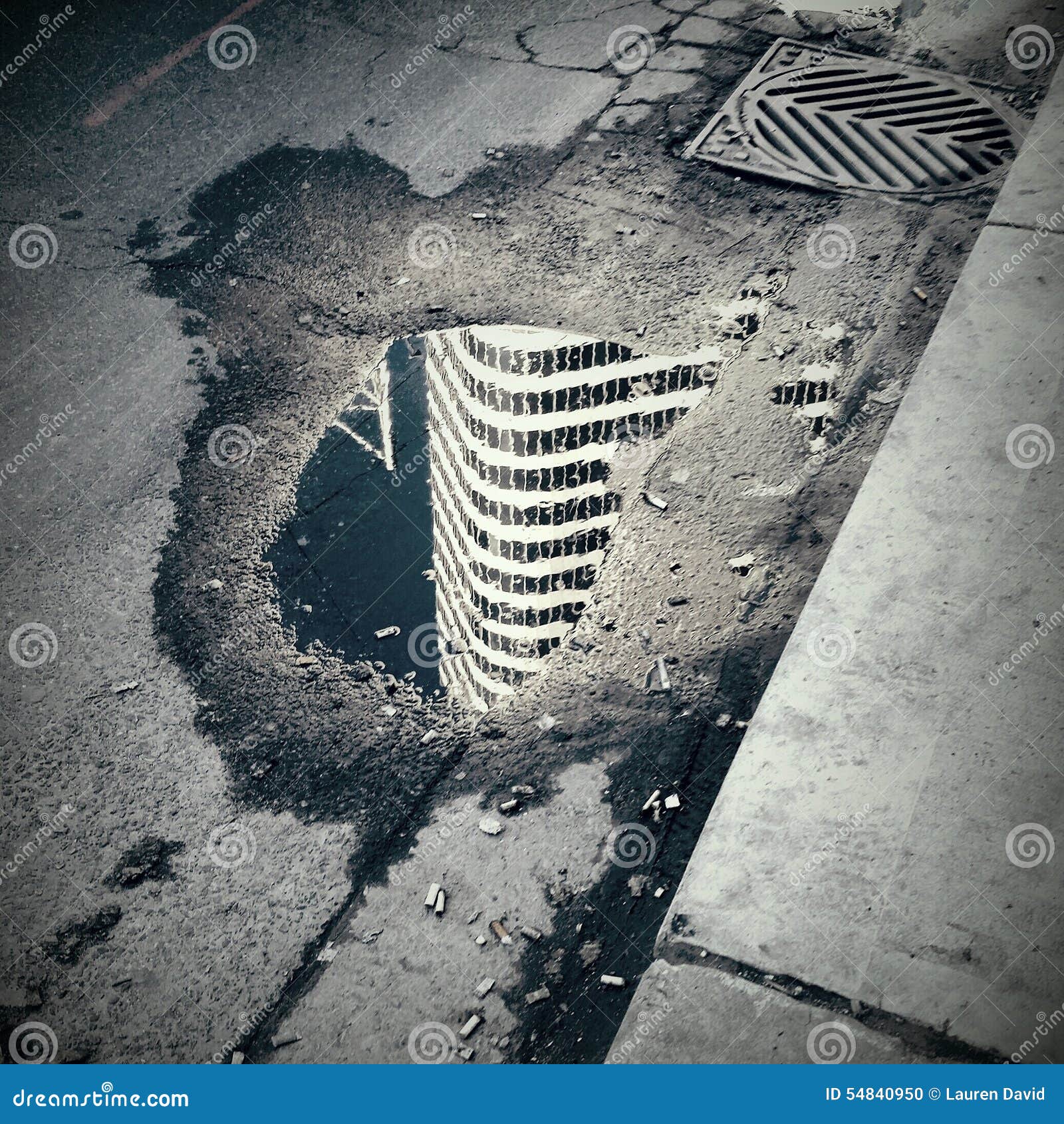 Puddle Reflections stock photo. Image of views, city - 54840950