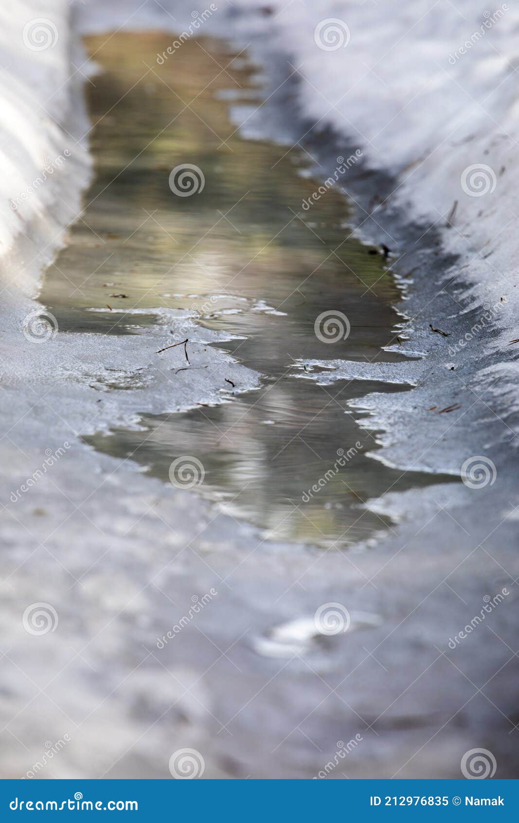Puddle on the Road and Reflection in it, Abstraction Stock Image ...