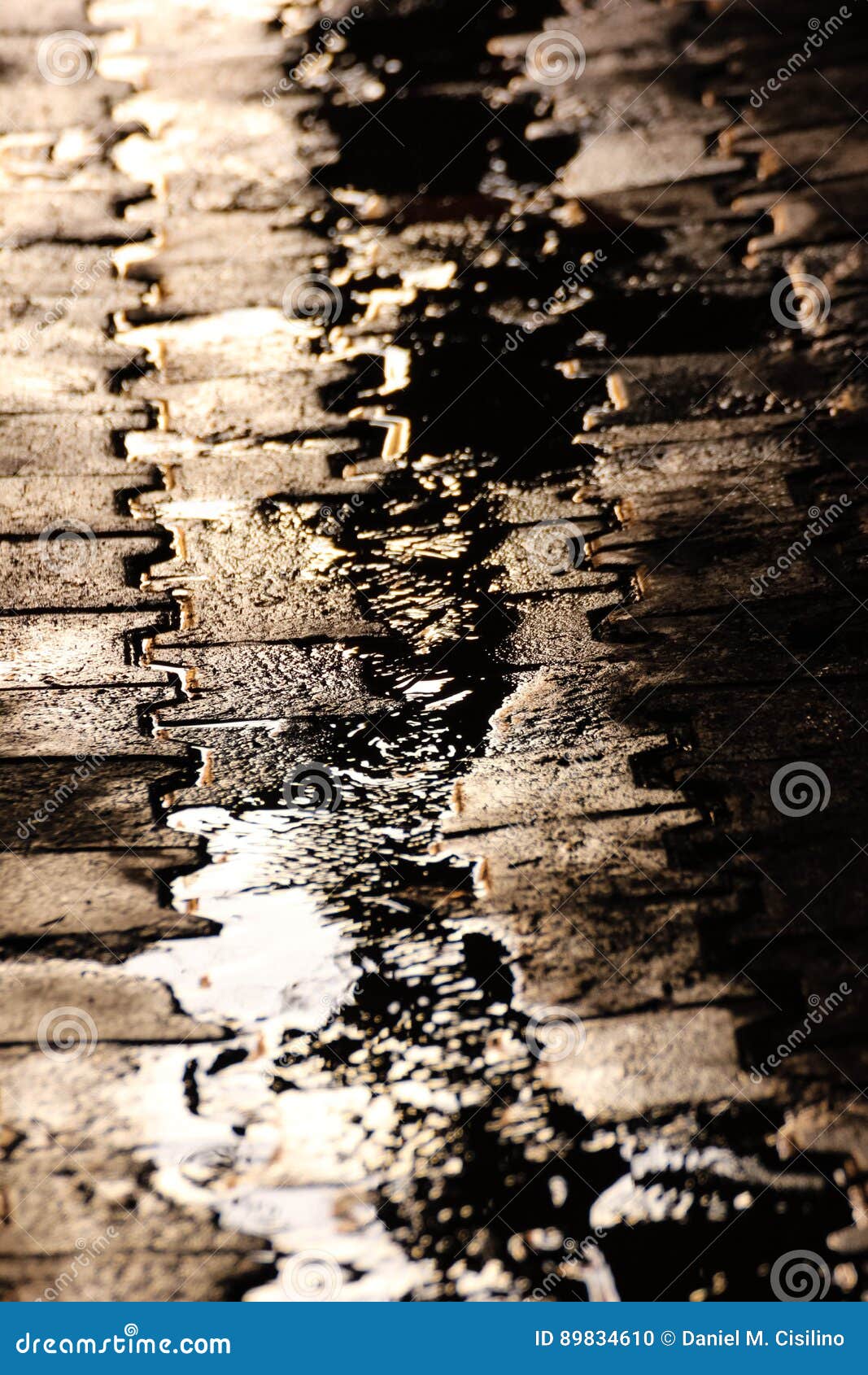 Puddle in the street. stock photo. Image of dark, distort - 89834610