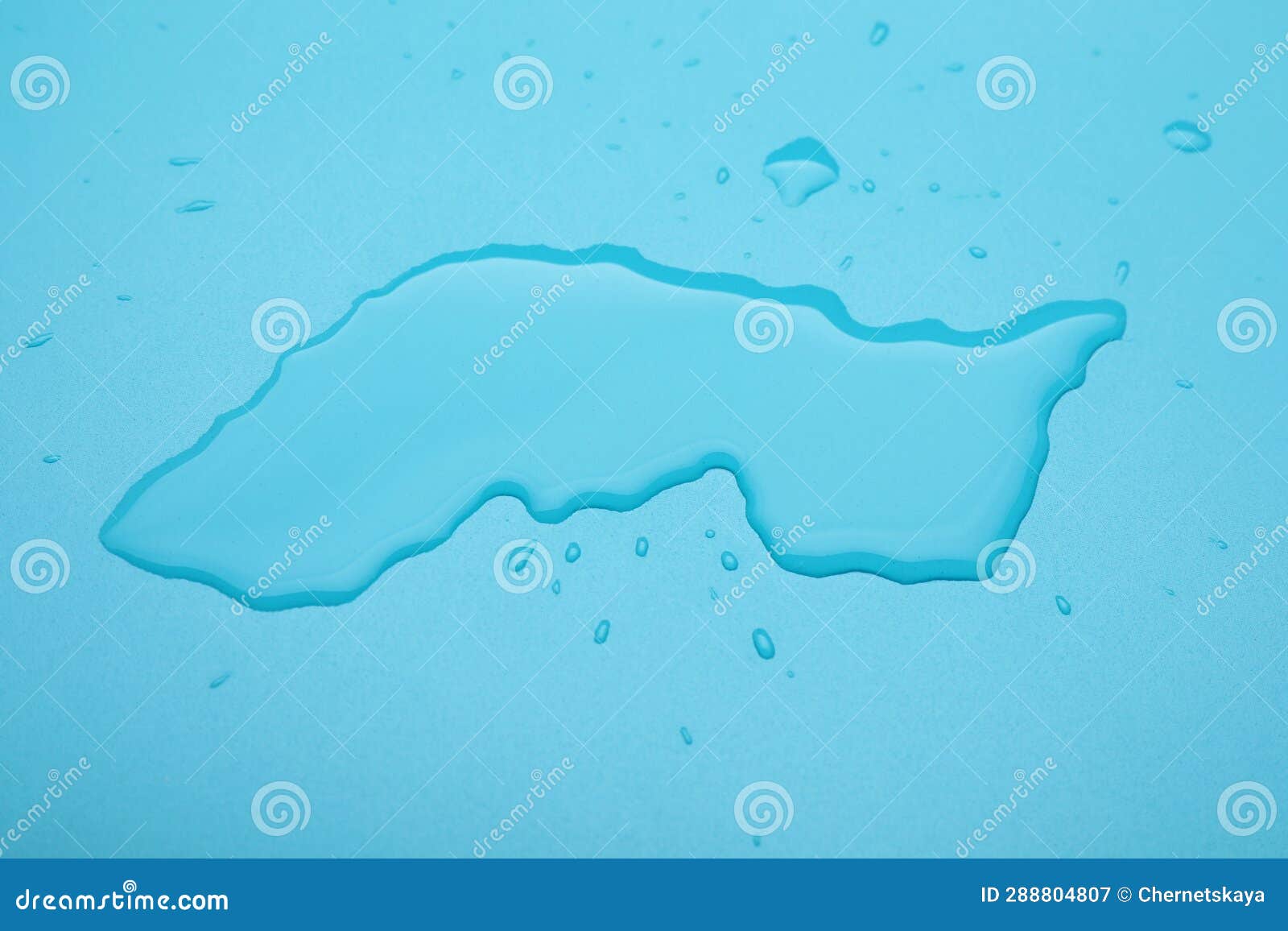 Puddle of Water on Light Blue Background, Above View Stock Image ...