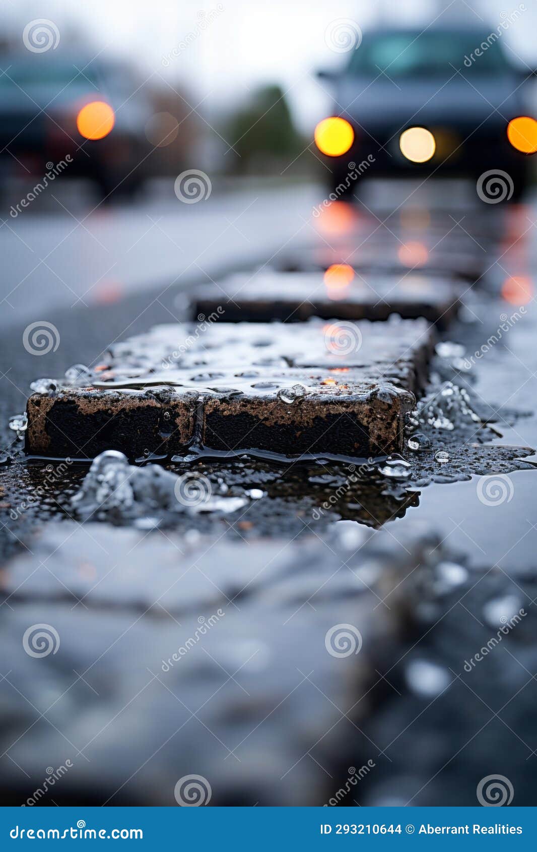 A Puddle of Water on the Road Stock Illustration - Illustration of drop ...