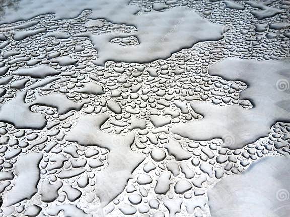 Puddles and Raindrops on a Metal Table, Background, Patterns Stock ...