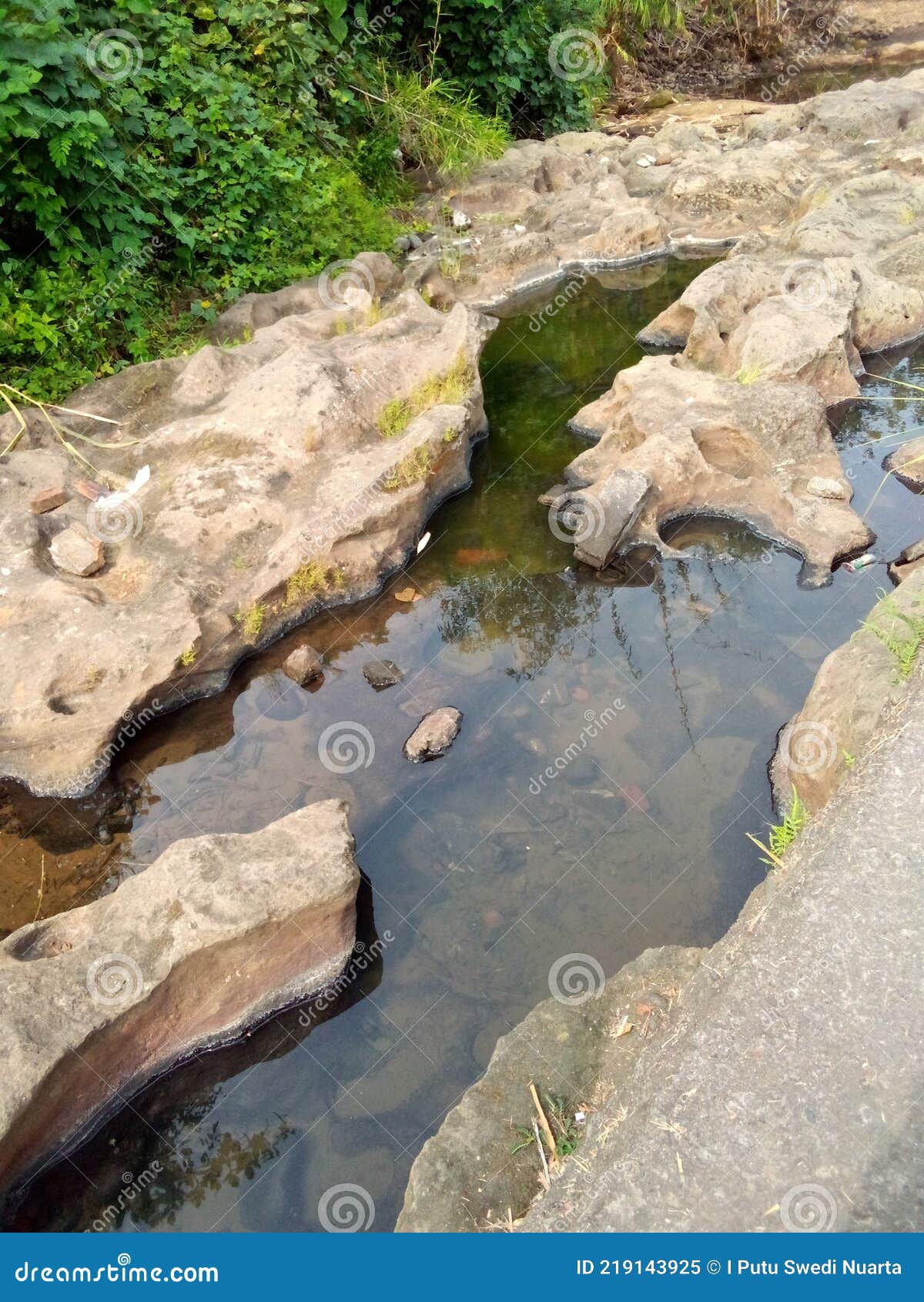 Puddles between the Rocks by the River Stock Image - Image of nature ...