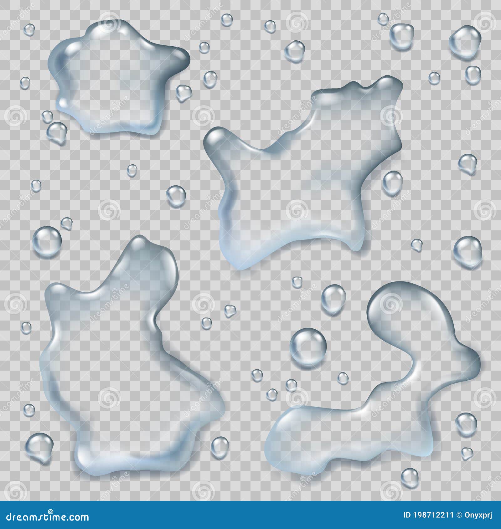 Puddles Top View. Liquid Environment Water Splash Wet Puddles Realistic ...