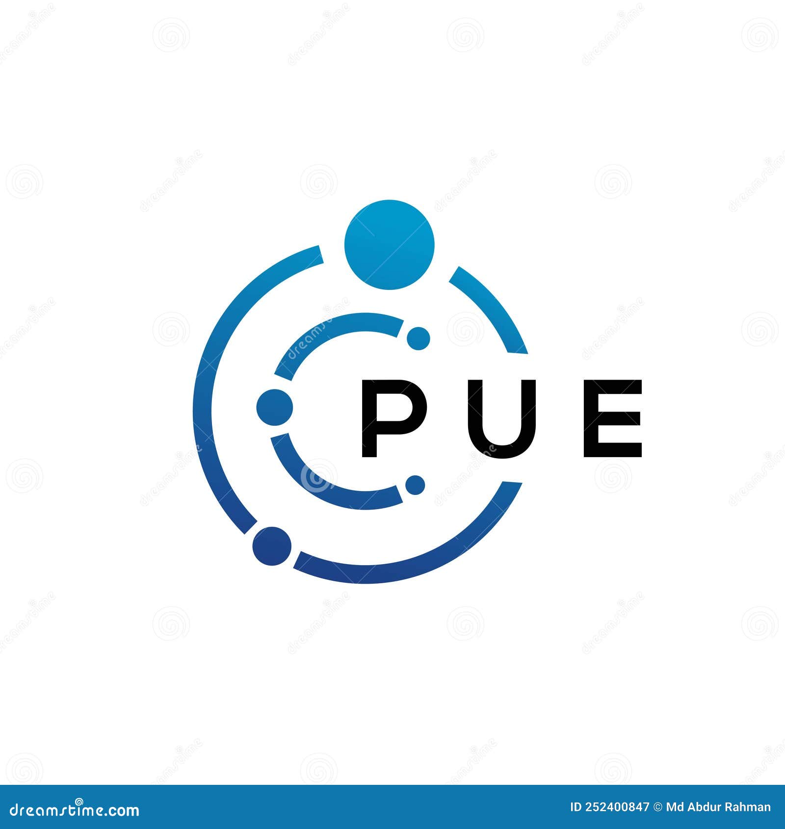 PUE Letter Technology Logo Design on White Background. PUE Creative ...