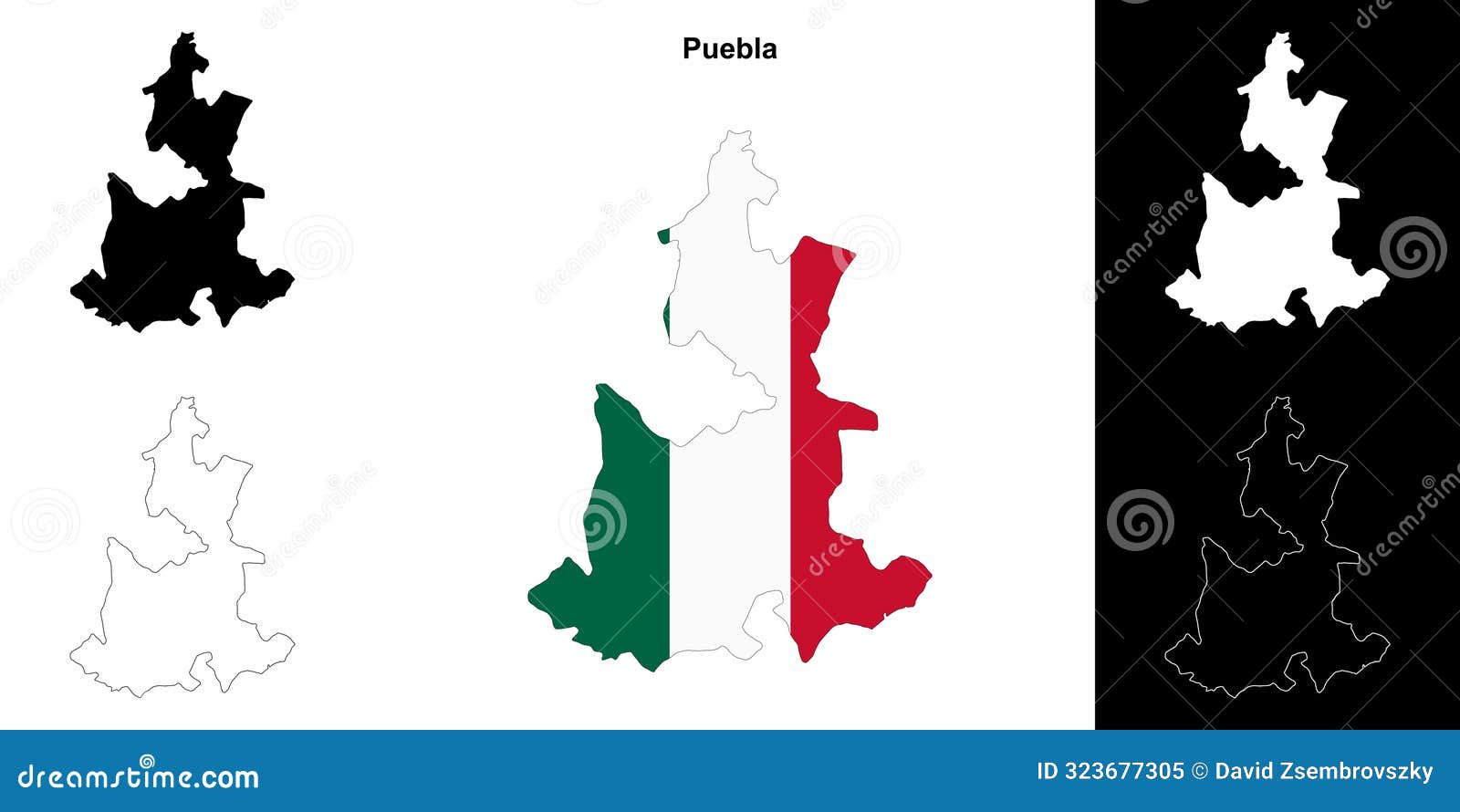 Puebla outline map stock vector. Illustration of contour - 323677305