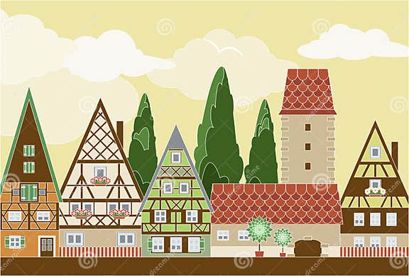 Pueblo ilustración del vector. Ilustración de vector - 49960527