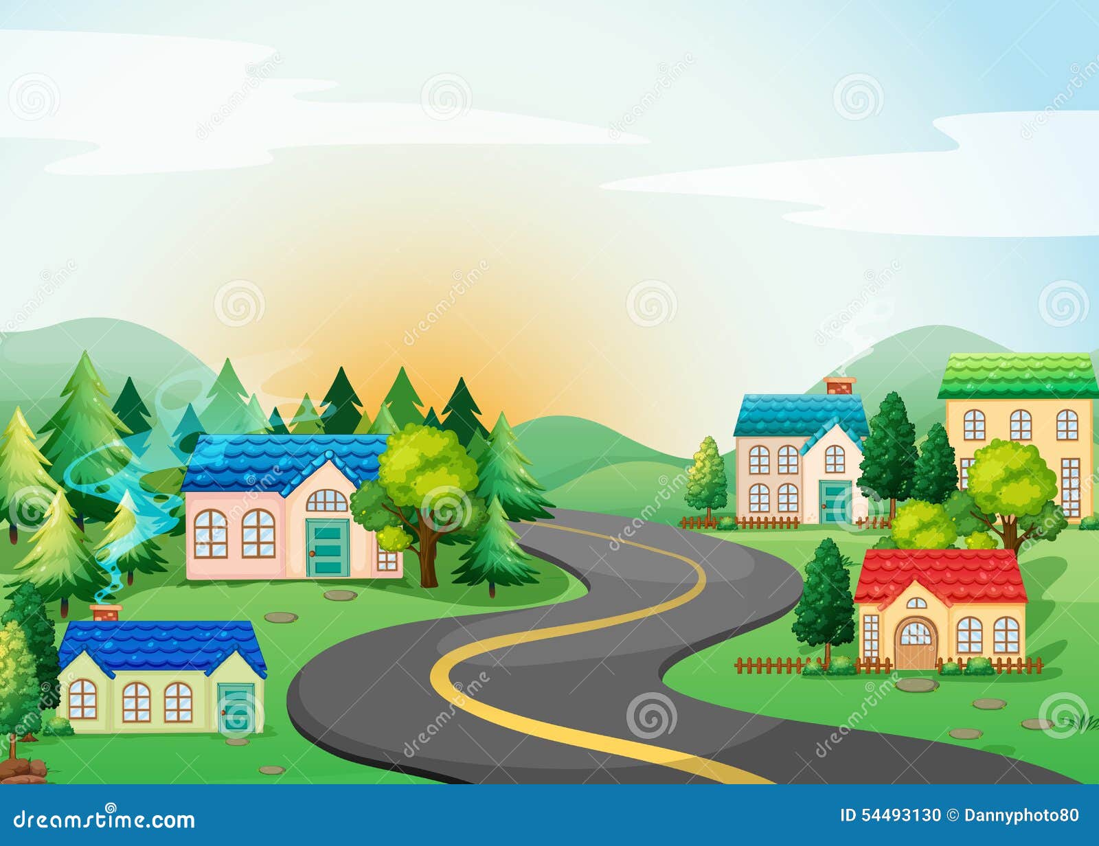 Pueblo ilustración del vector. Ilustración de afuera - 54493130