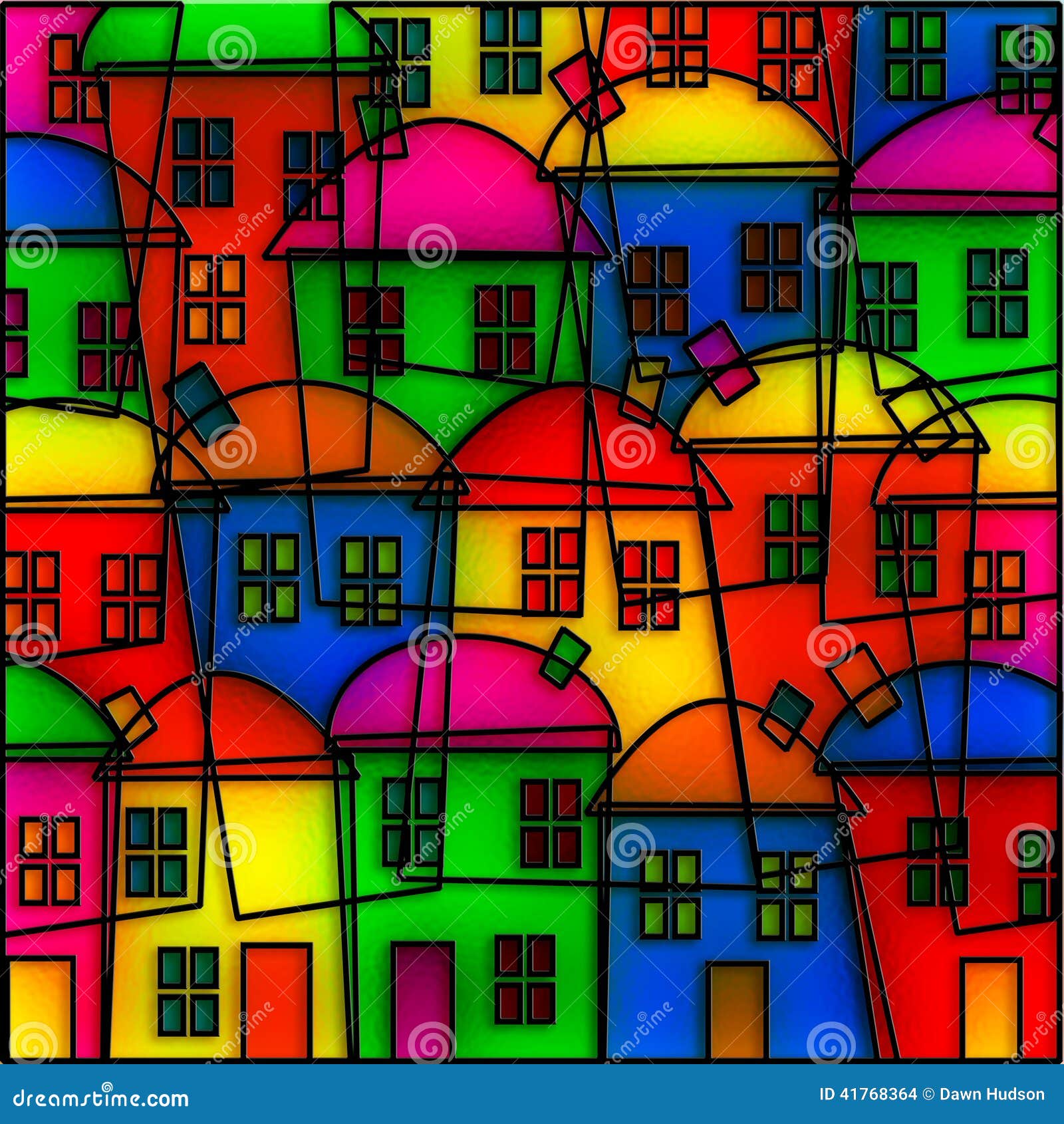 Pueblo del vitral stock de ilustración. Ilustración de casas - 41768364