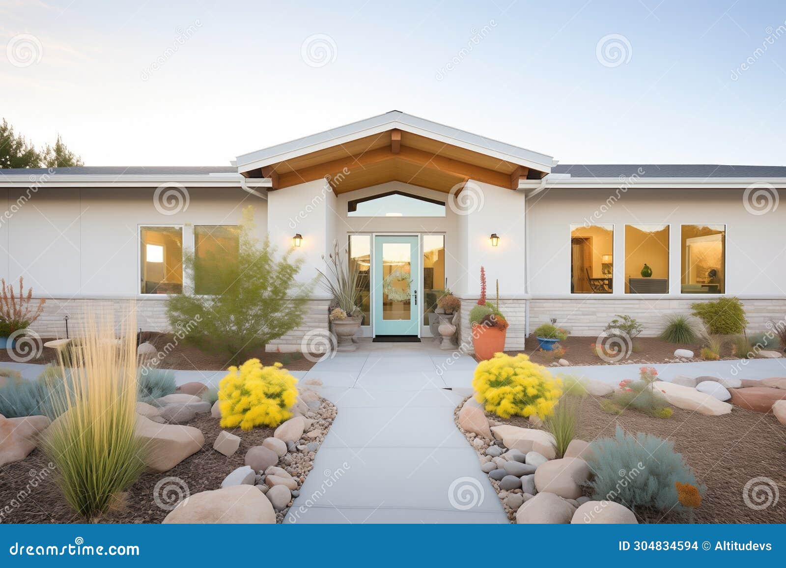 Pueblo Home Exterior With Native Plants Royalty-Free Stock Image ...