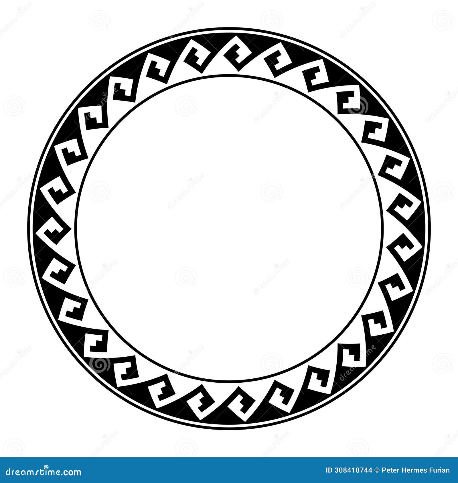 Pueblo Indian Pottery Motif, Circle Frame with Meander Pattern Stock ...