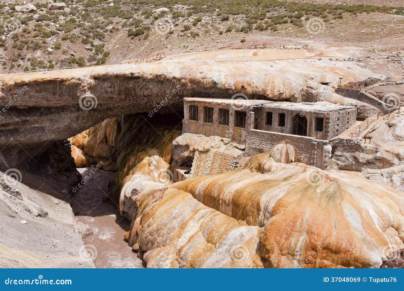 Puente Del Inca Bridge and Old Spa. Stock Image - Image of spring ...