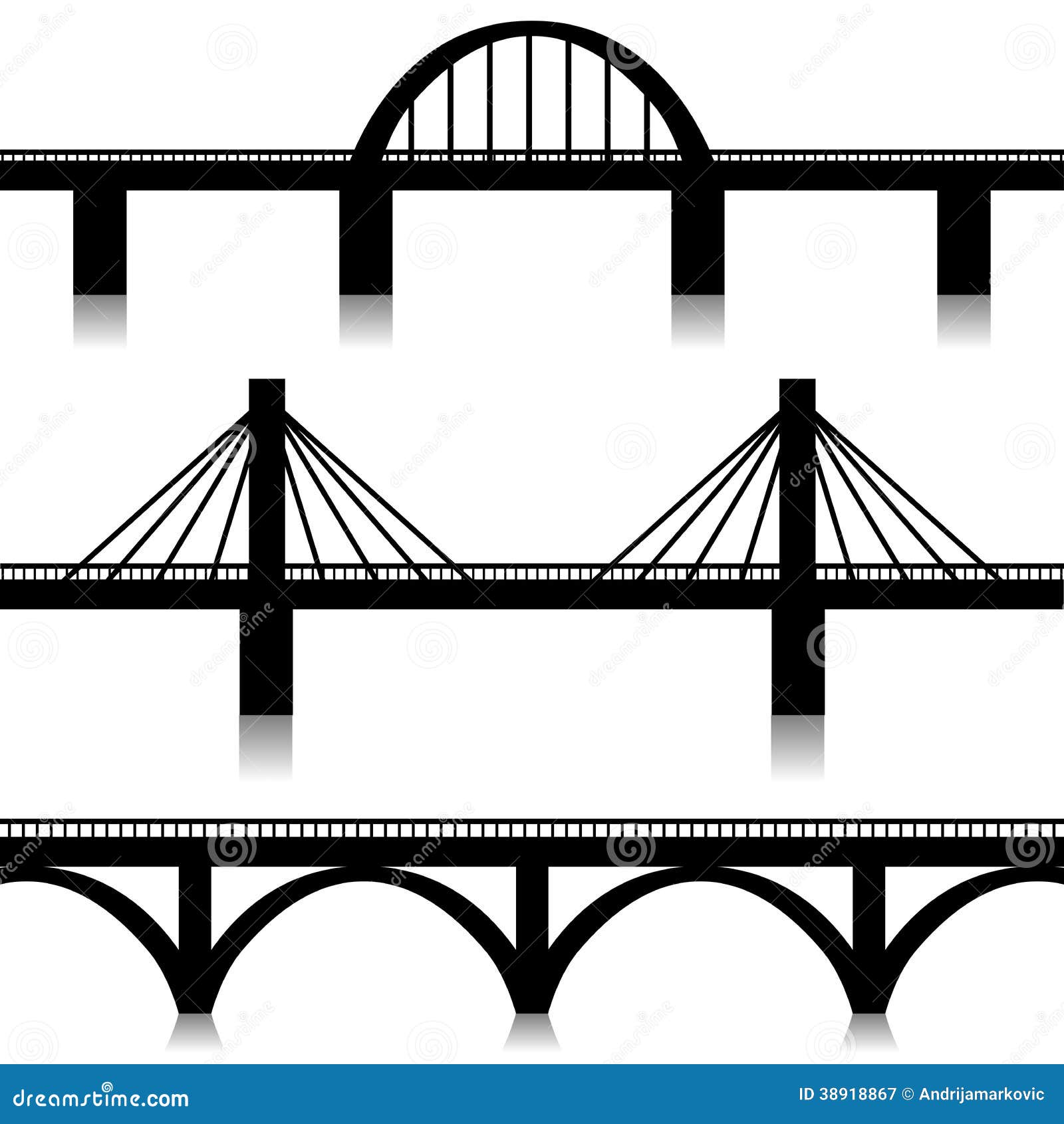 Puentes fijados ilustración del vector. Ilustración de concreto - 38918867