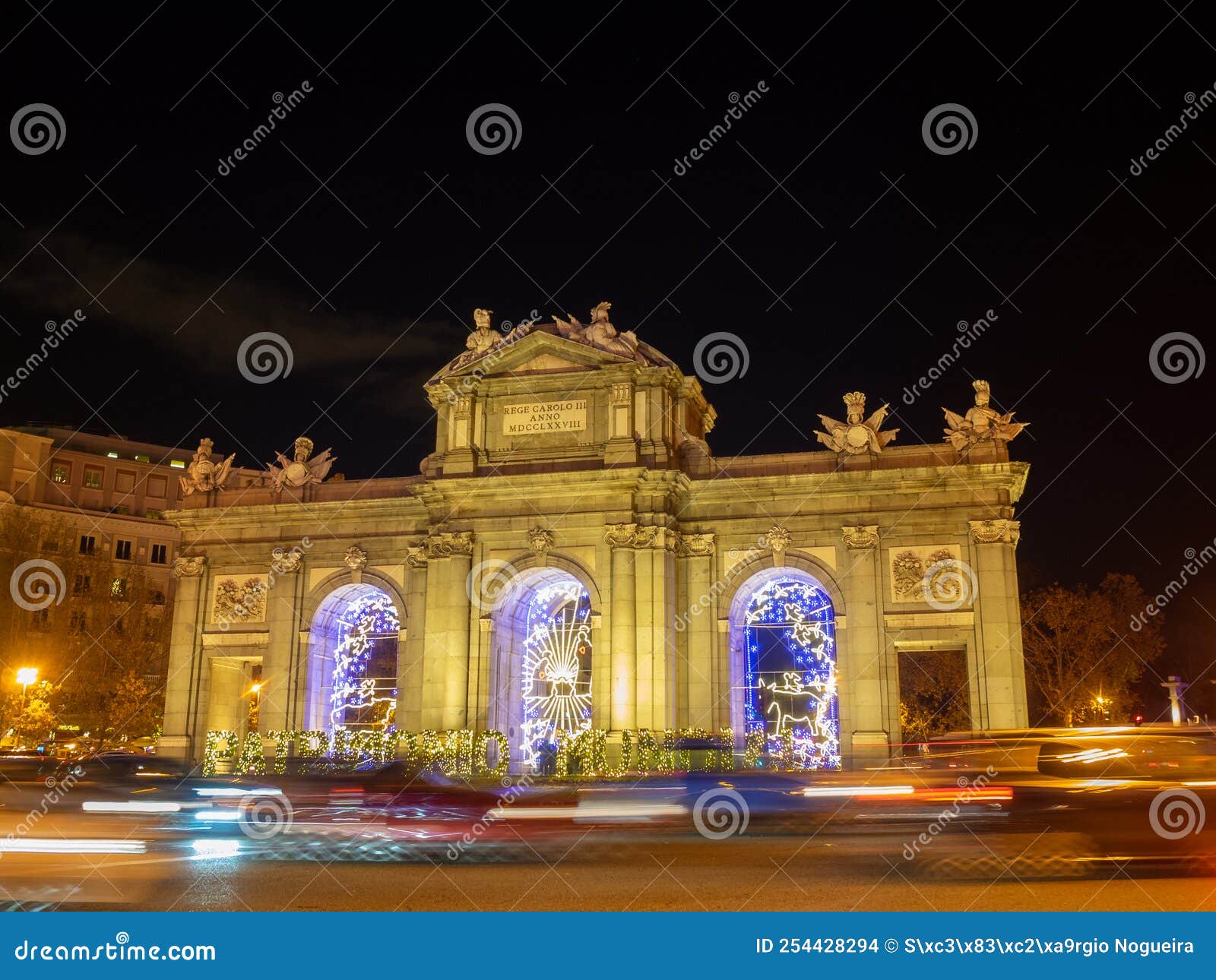 Puerta de Alcala stock photo. Image of christmas, arch - 254428294