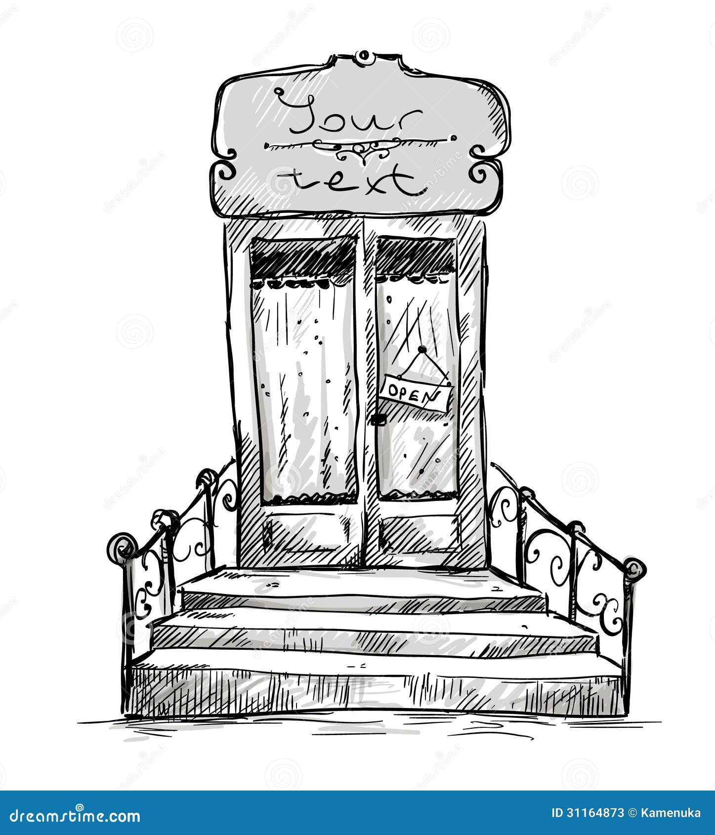 Puerta De Entrada, Dibujo Del Escaparate Ilustración del Vector ...