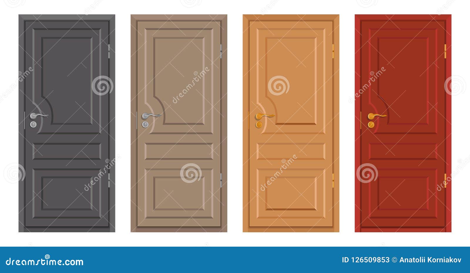 Puertas De Madera Coloreadas Aisladas En El Fondo Blanco Puerta De