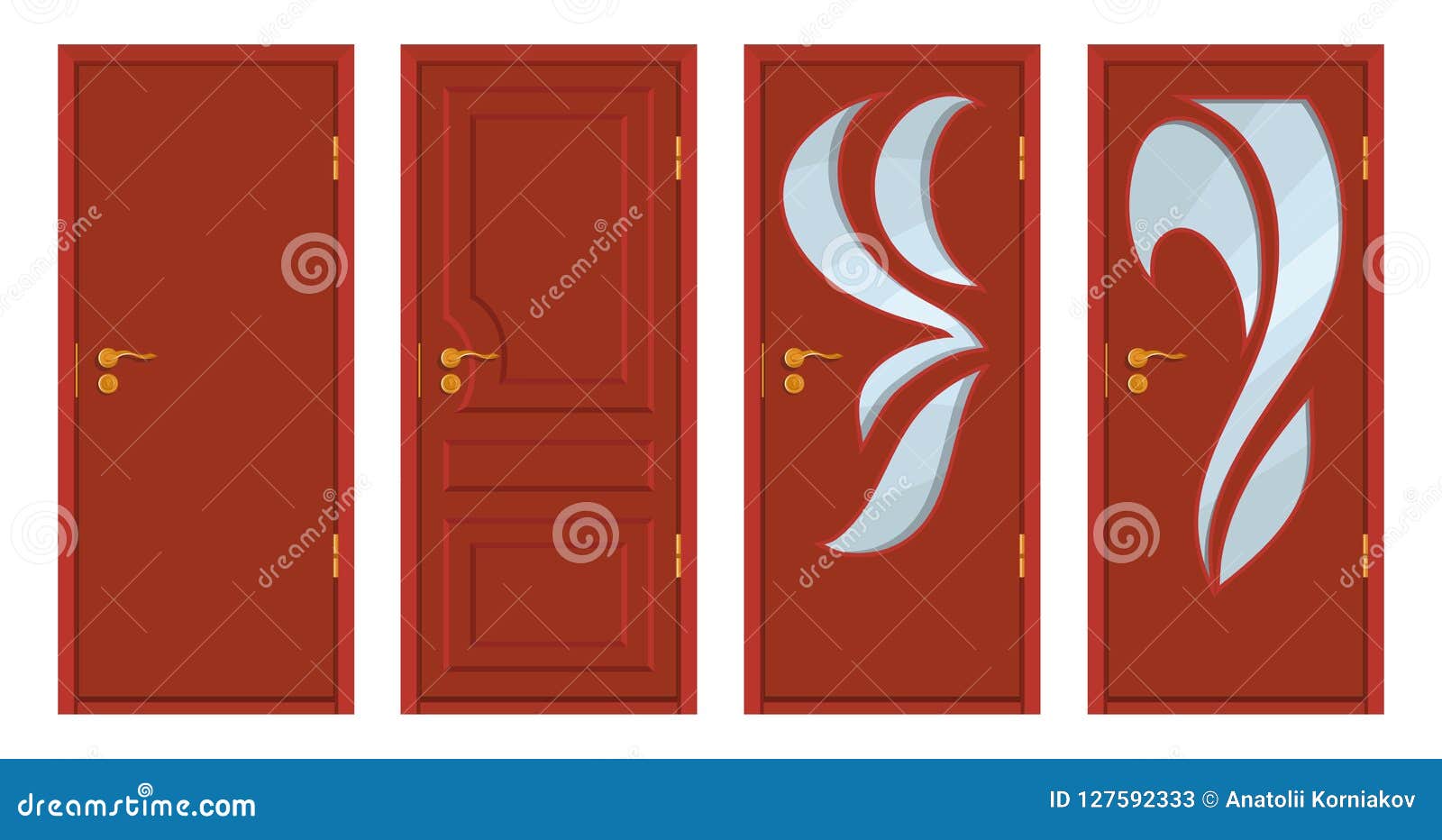 Puertas De Madera Coloreadas Aisladas En El Fondo Blanco Puerta De