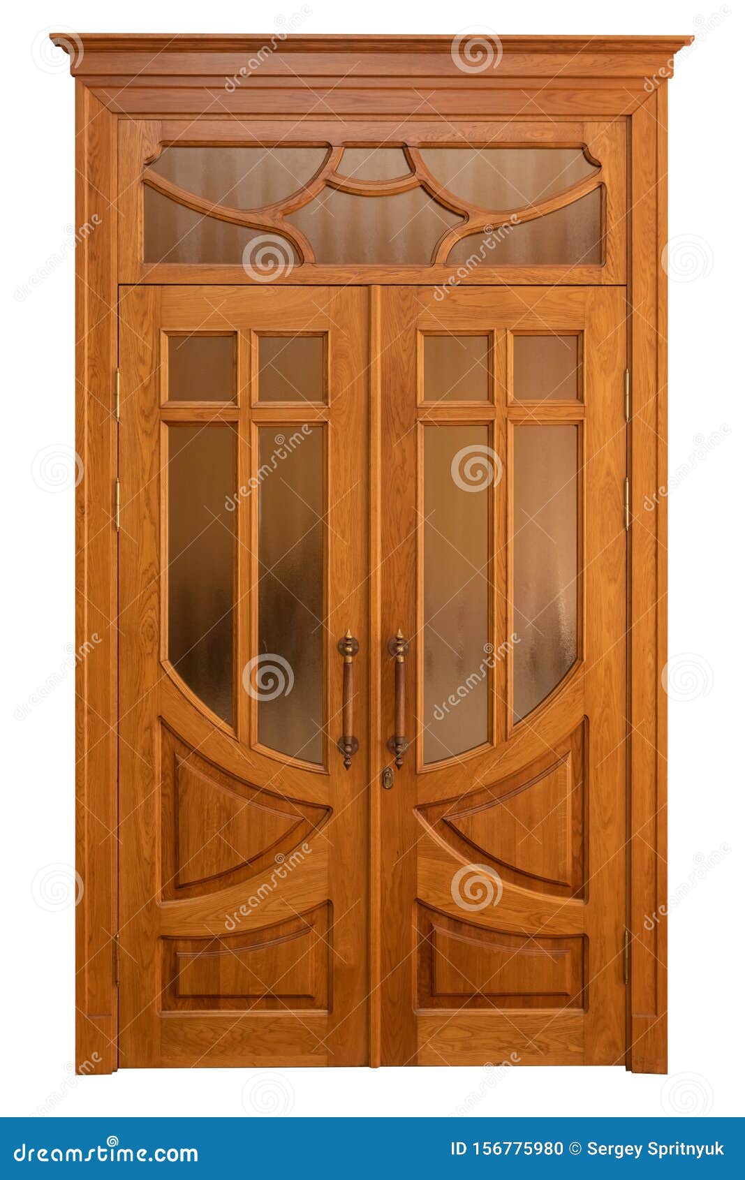 Puertas Dobles De Madera Aisladas En Blanco Foto De Archivo Imagen De