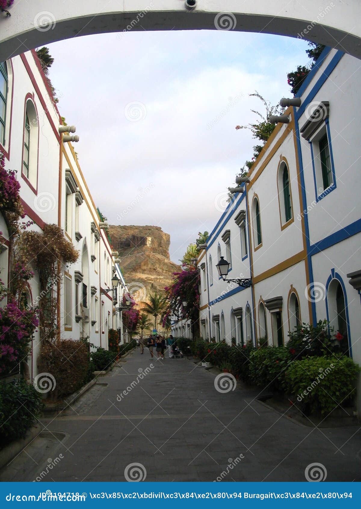 Puerto de Mogan stock photo. Image of flower, mountain - 4194718