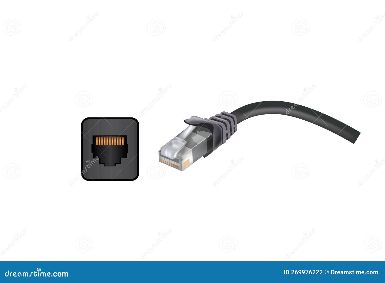 Puerto ethernet y cable ilustración del vector. Ilustración de cierre ...