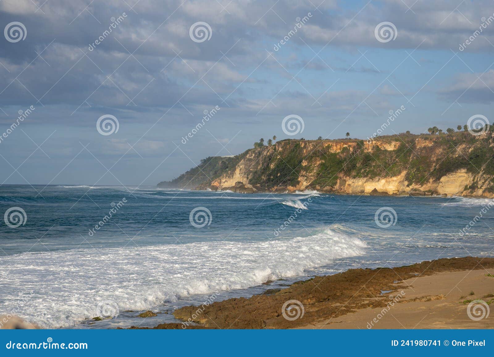 Aguadilla Beach Puerto Rico Cliff Stock Image - Image of horizon, wave ...